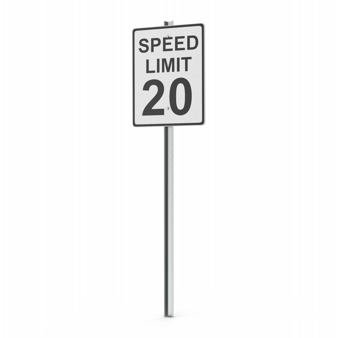 3D Model Road Sign Speed Limit 20 - TurboSquid 2045592