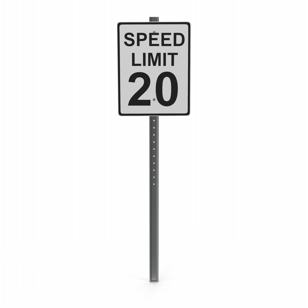 3D Model Road Sign Speed Limit 20 - TurboSquid 2045592