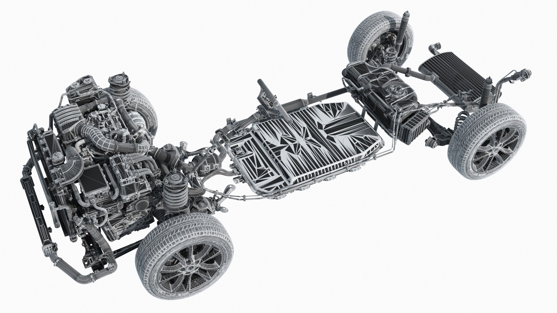 3D Model Hybrid Electric SUV Frame With Chassis - TurboSquid 2234496