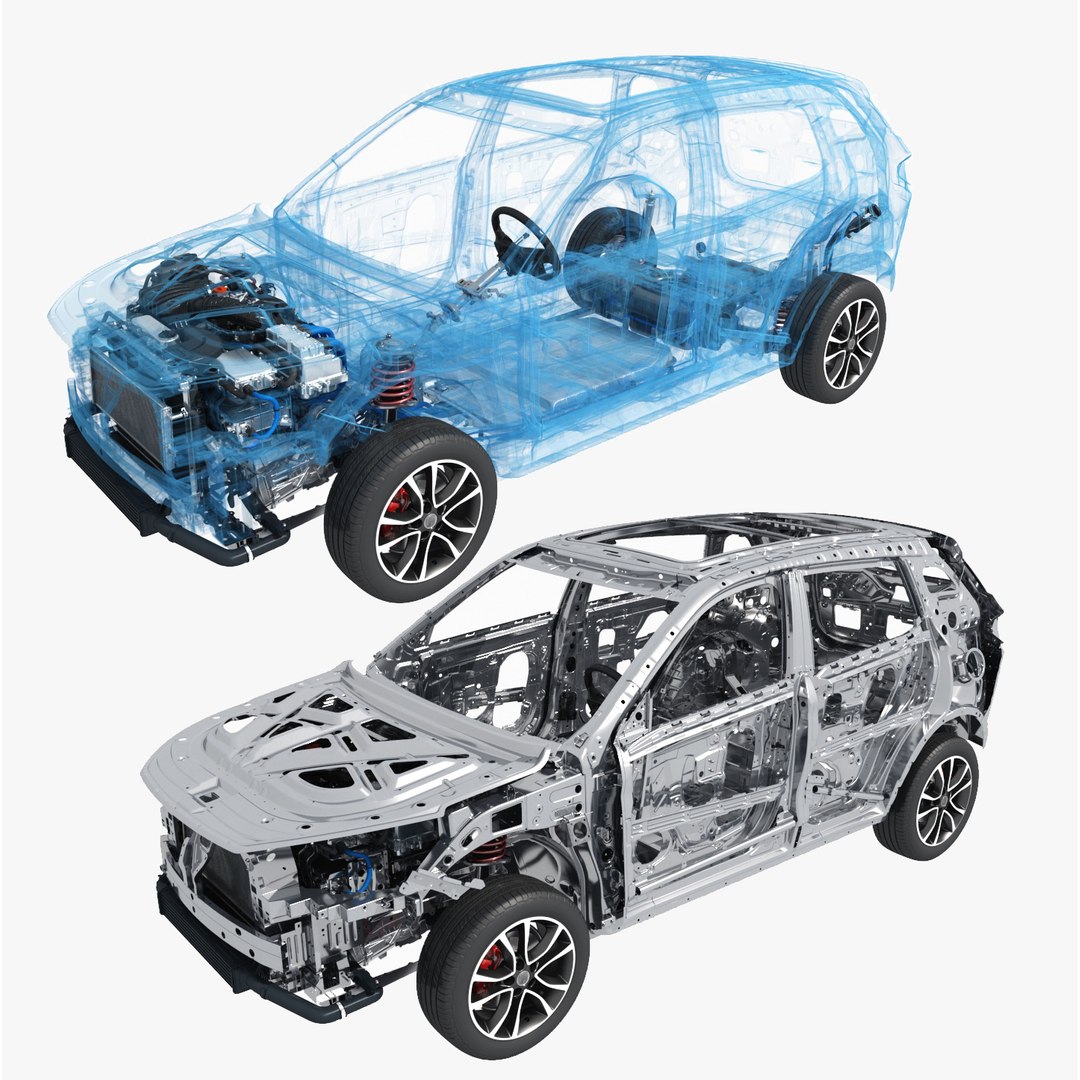 3D Model Hybrid Electric SUV Frame With Chassis - TurboSquid 2234496