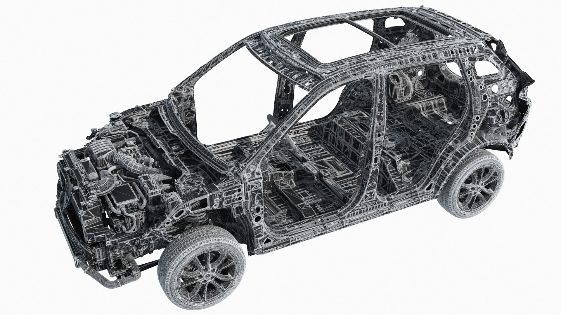 3D Model Hybrid Electric SUV Frame With Chassis - TurboSquid 2234496