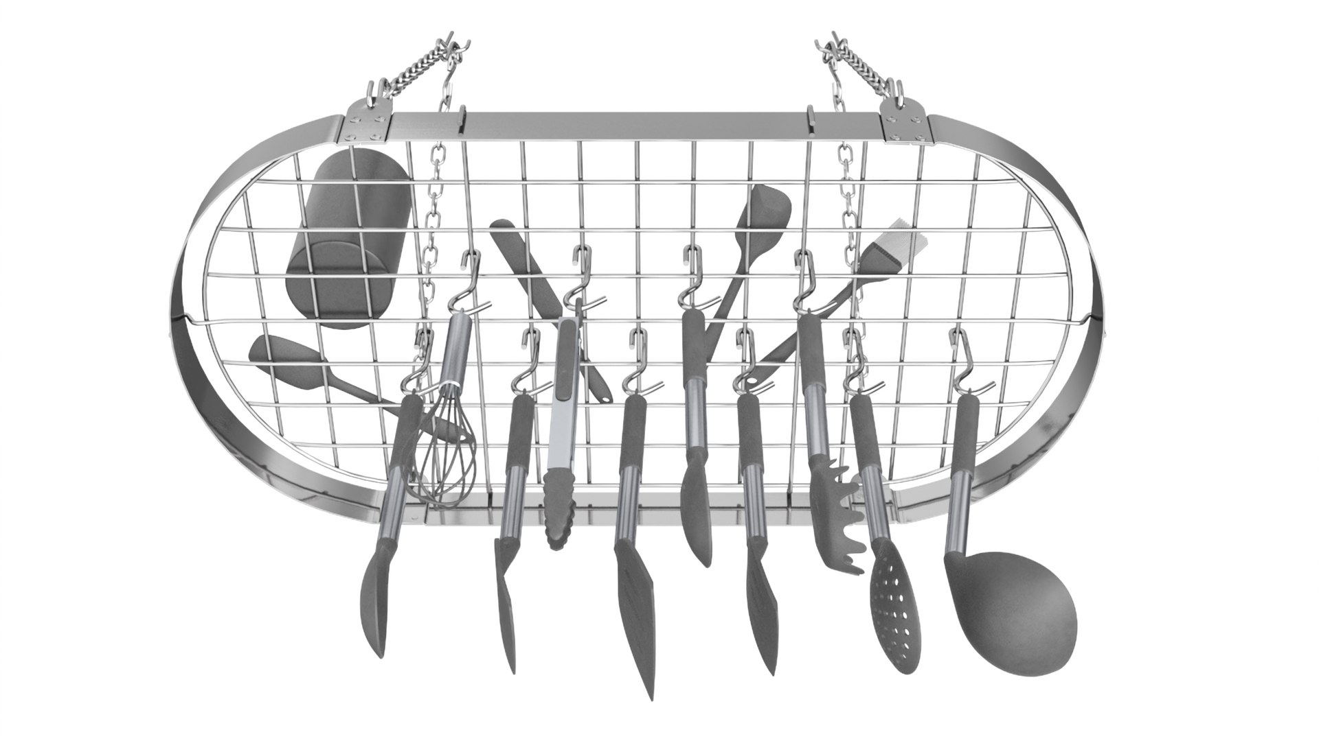 Hanging Pot Rack With Cooking Utensils 3D - TurboSquid 2156935