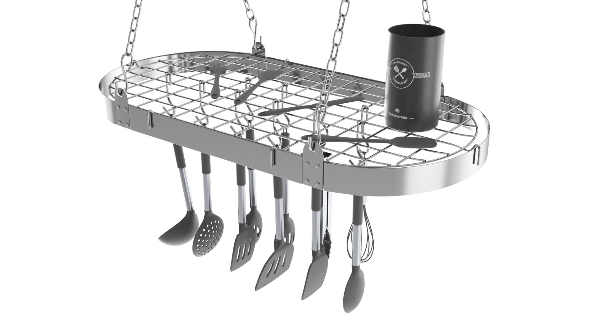 Hanging Pot Rack With Cooking Utensils 3D - TurboSquid 2156935