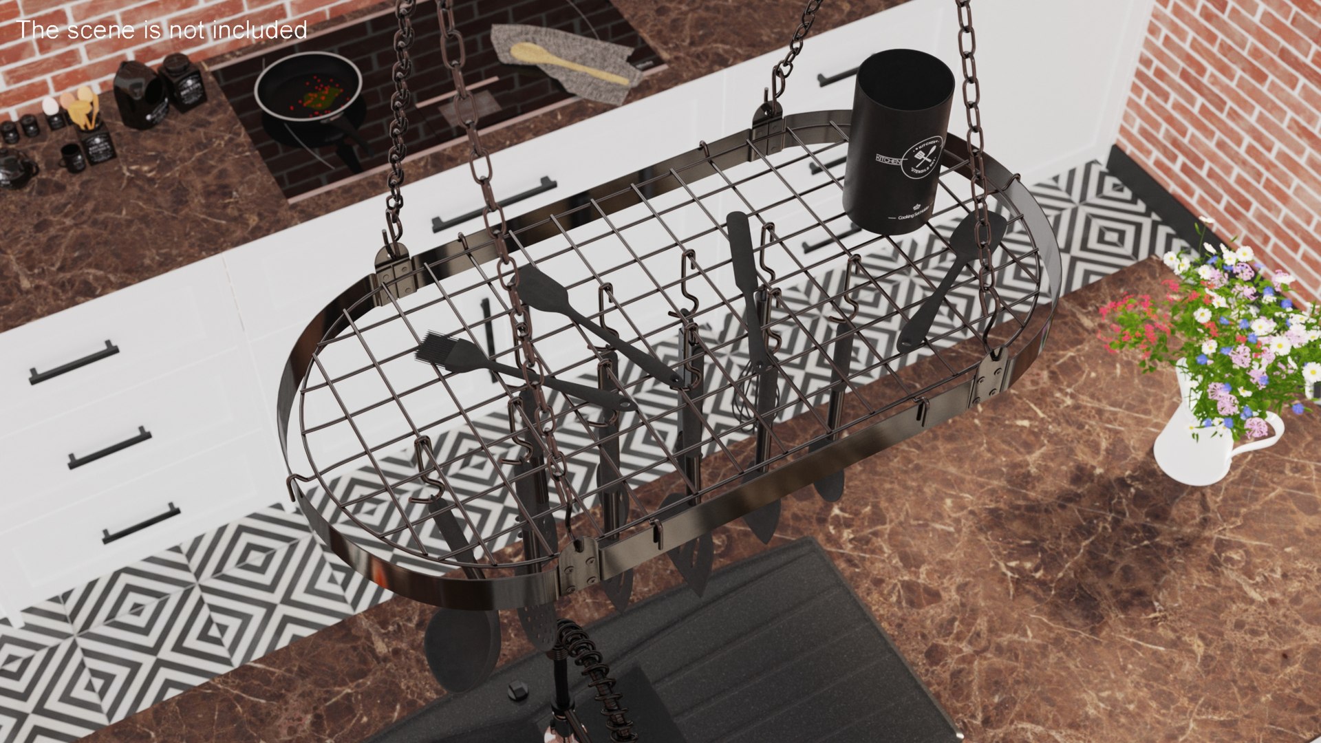 Hanging Pot Rack With Cooking Utensils 3D - TurboSquid 2156935