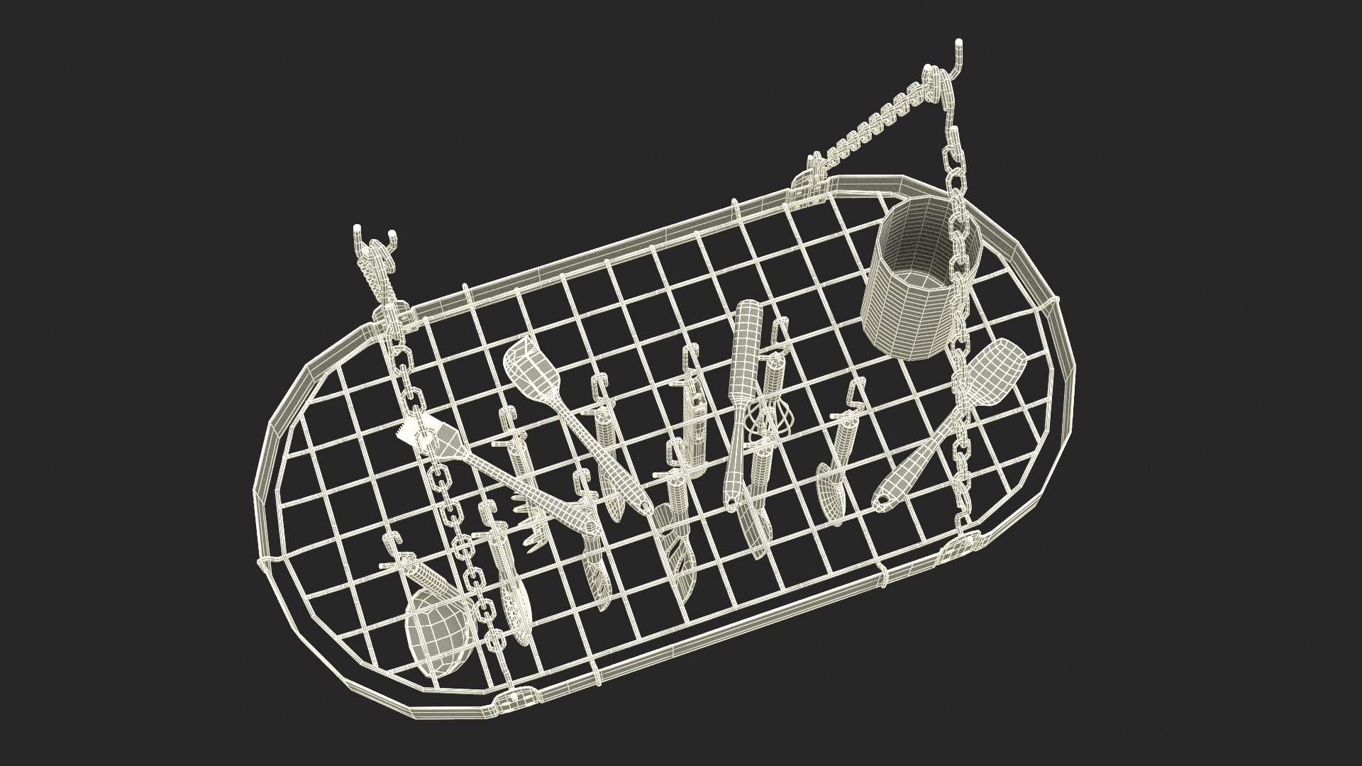 Hanging Pot Rack with Cooking Utensils 3D - TurboSquid 2156935