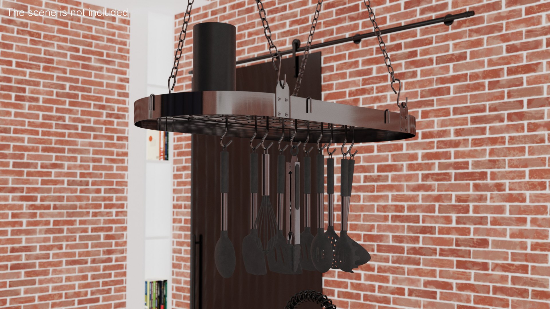 Hanging Pot Rack With Cooking Utensils 3D - TurboSquid 2156935