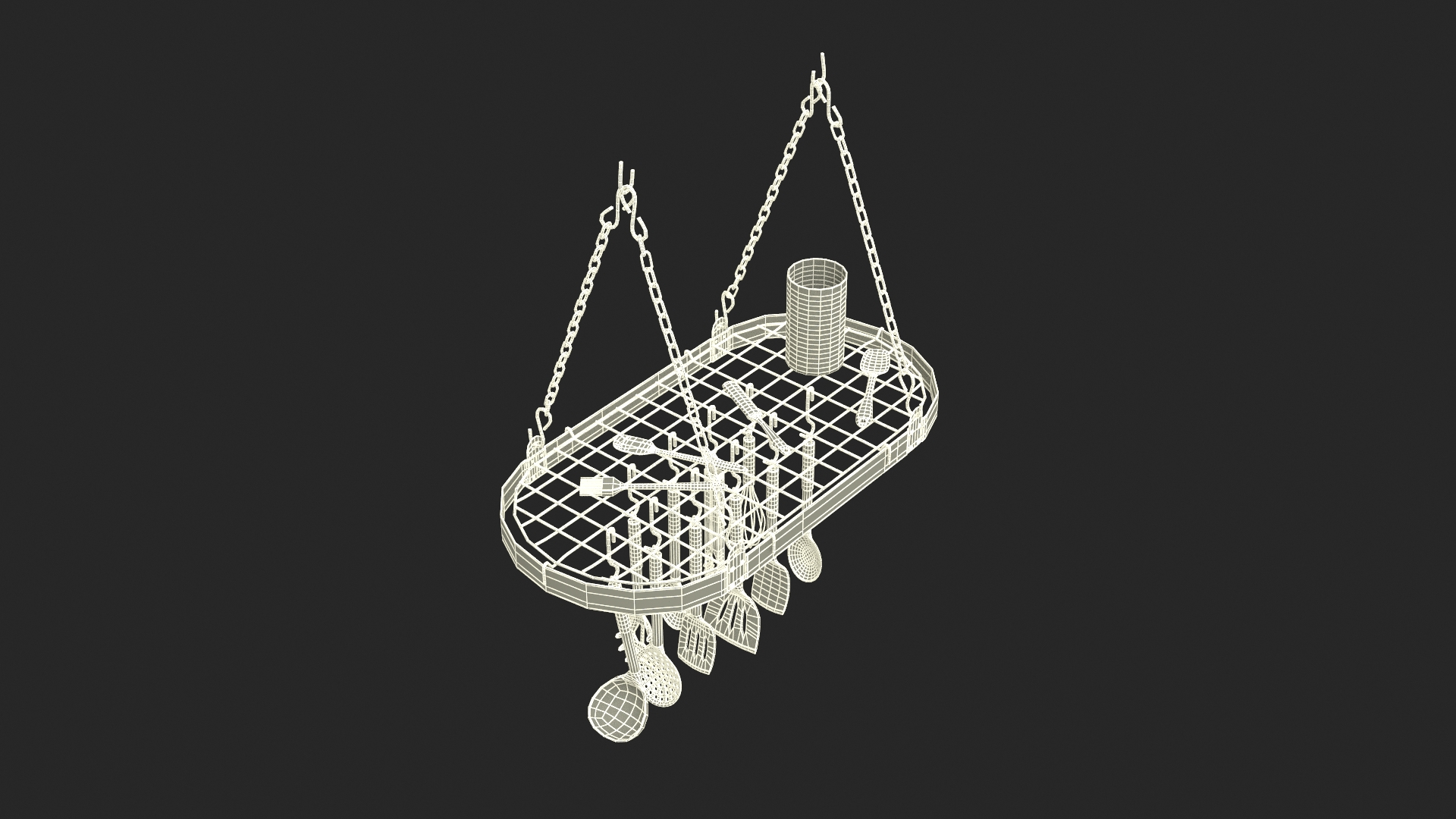 Hanging Pot Rack With Cooking Utensils 3D - TurboSquid 2156935