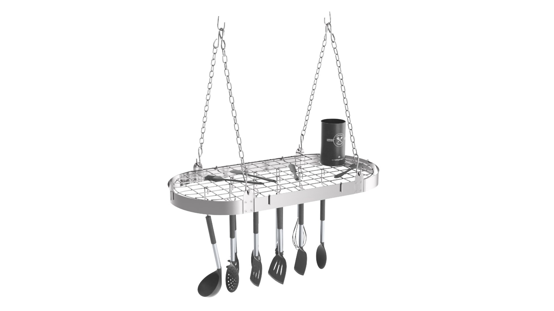Hanging Pot Rack with Cooking Utensils 3D - TurboSquid 2156935