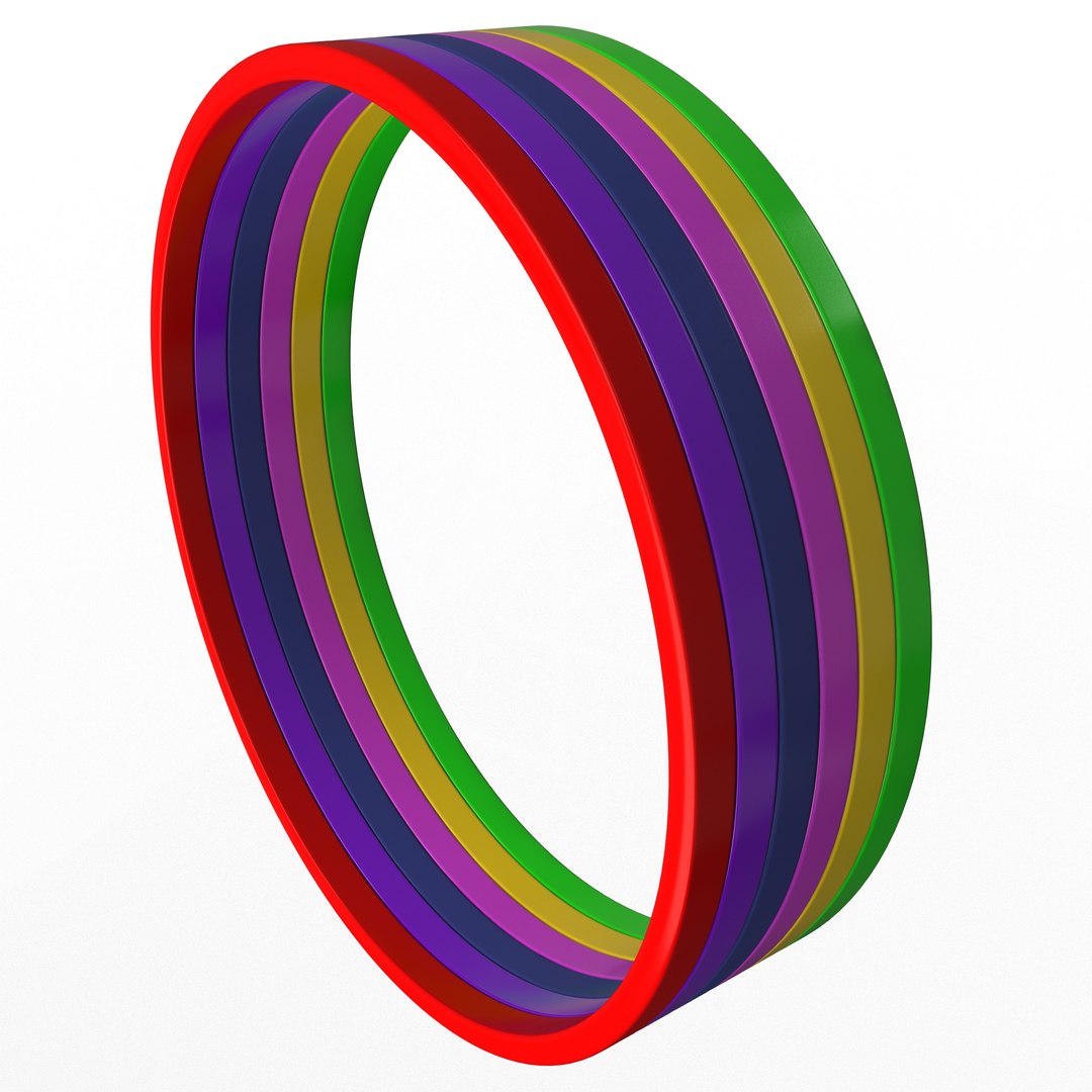 Rainbow Rubber Bracelet 3D Model - TurboSquid 2124897