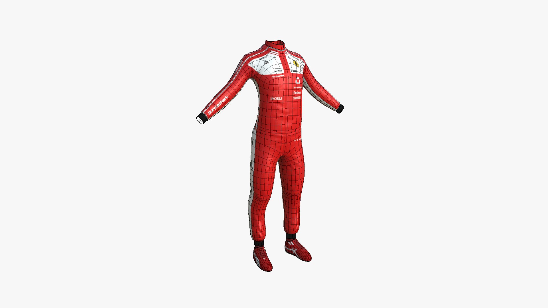 Racing Pilot Uniform A01 Red - Character Clothing Design 3D Model ...