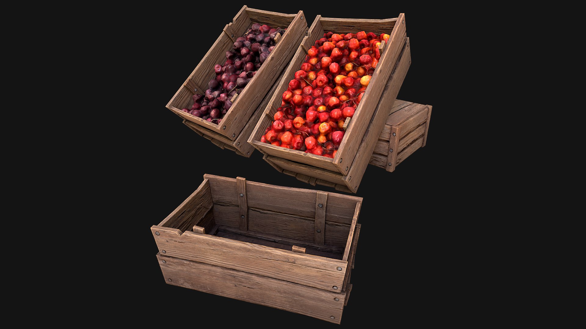3D Cherries Crate Box - TurboSquid 1935919