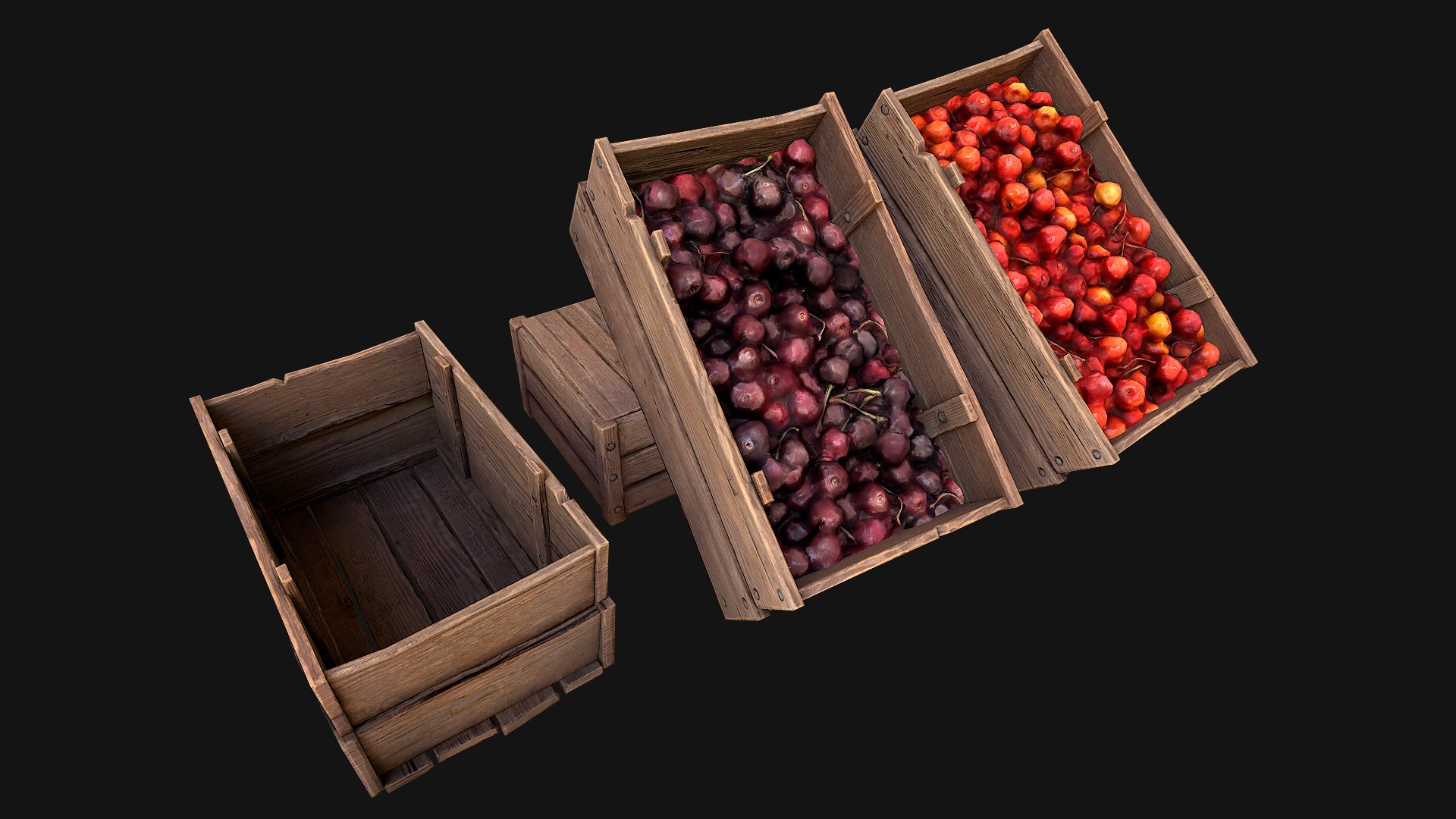 3D Cherries Crate Box - TurboSquid 1935919