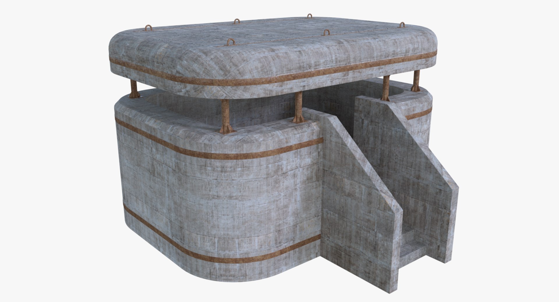 Bunker Blender Post 3d Obj