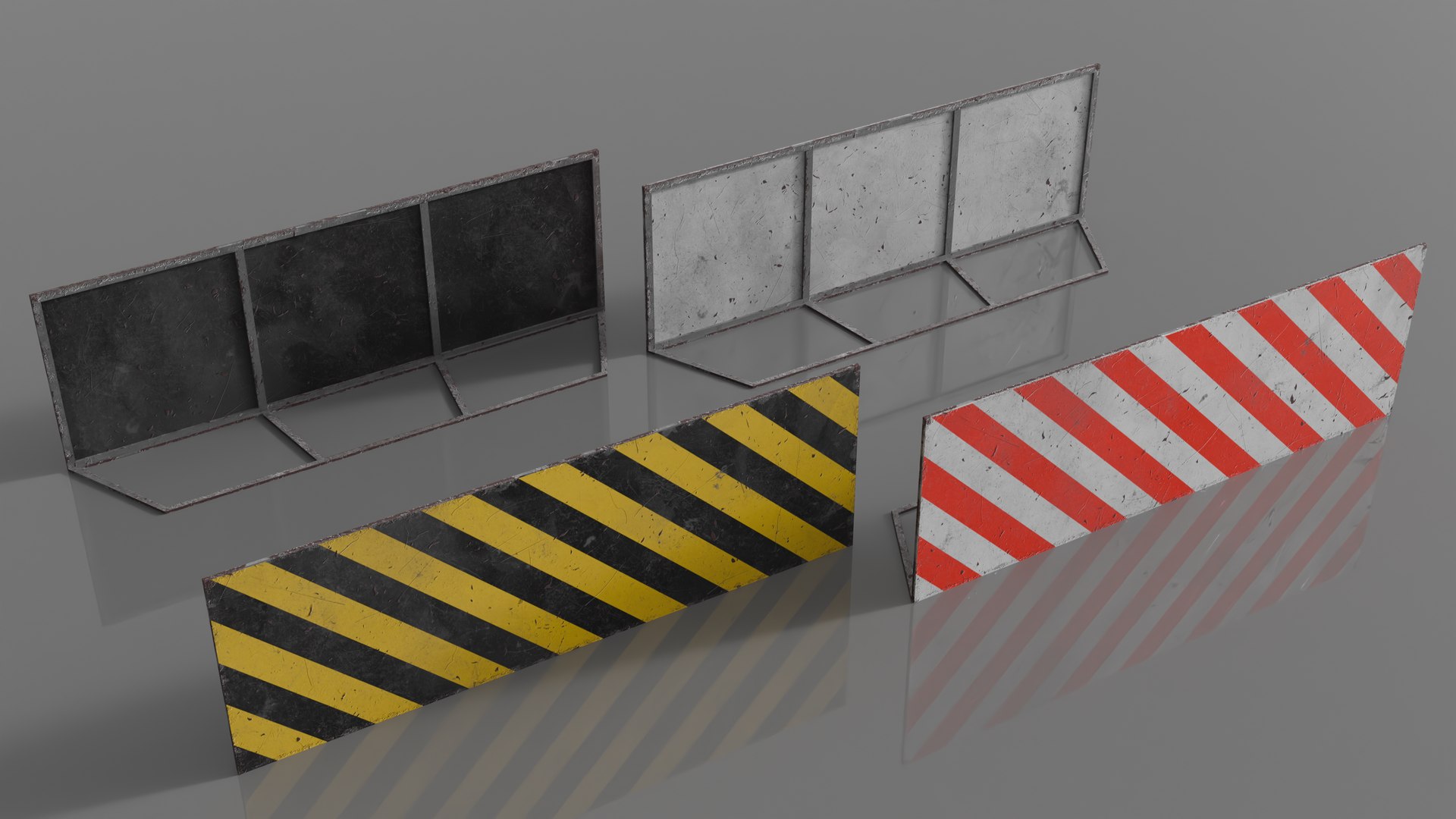 Street Traffic Barrier Set 3D Model - TurboSquid 2294935