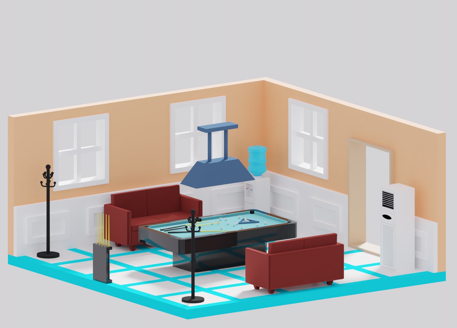 3D Cartoon Simple Billiard Room - TurboSquid 1553219