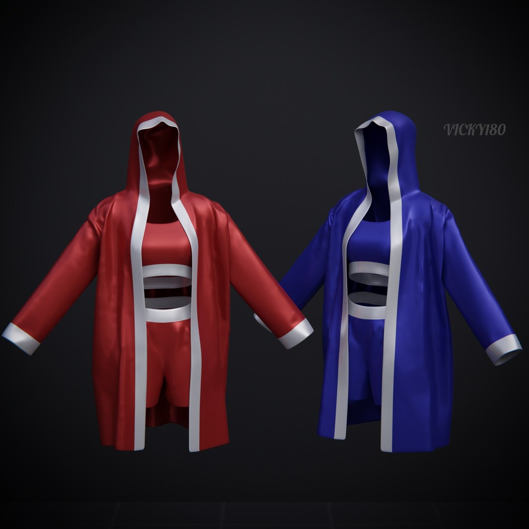 3D Female Boxer Outfit - Shorts Set And Robe - TurboSquid 1998113