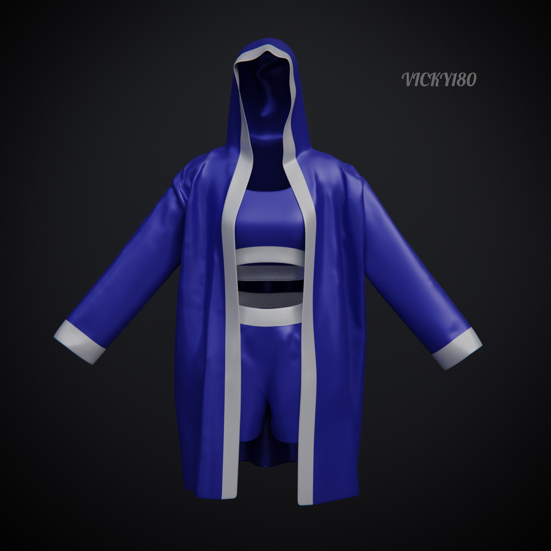 3D Female Boxer Outfit - Shorts Set And Robe - TurboSquid 1998113
