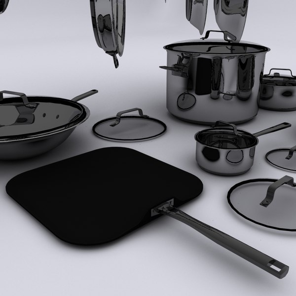 frying pans sauce 3d 3ds