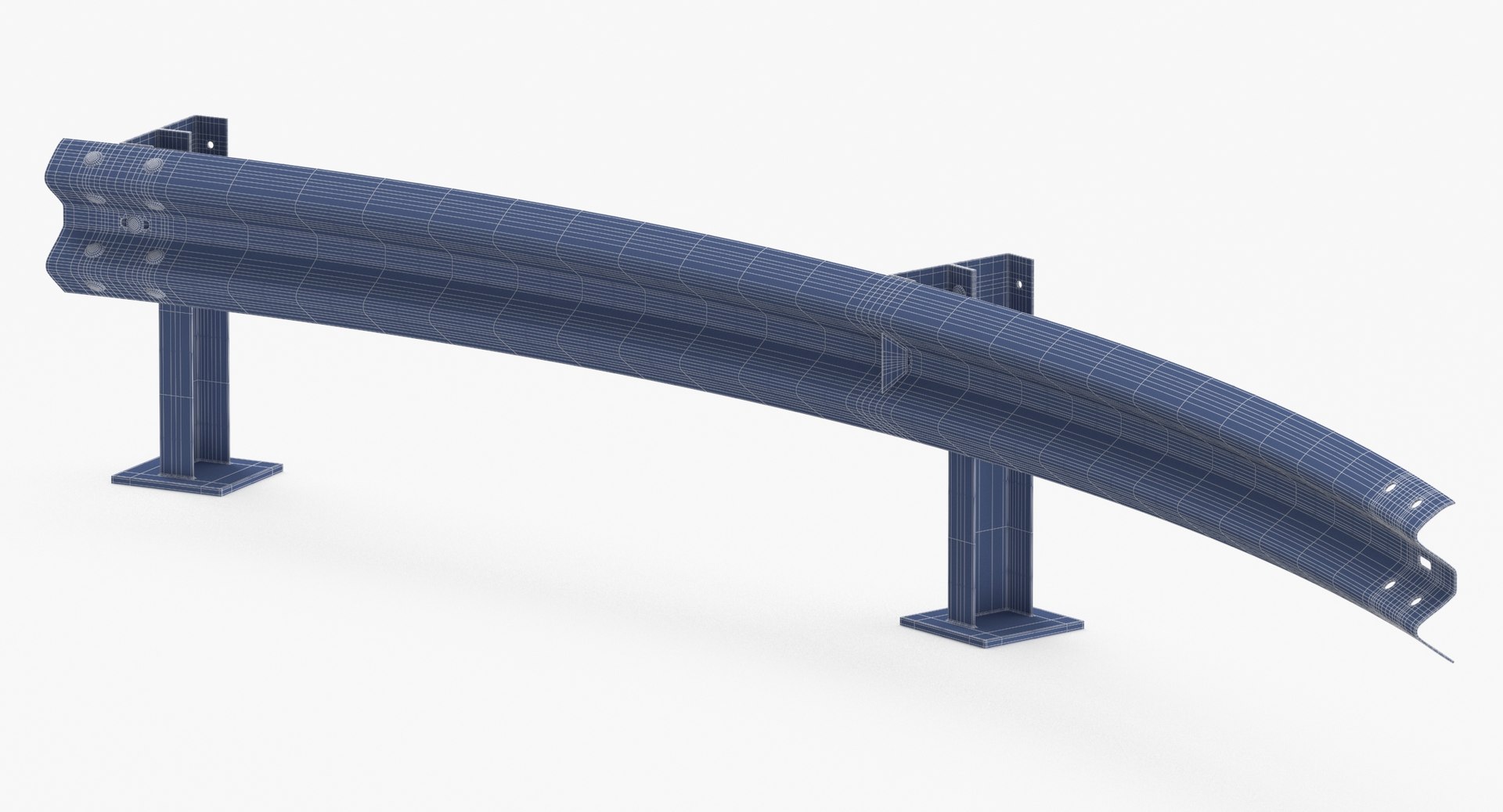 3D model Guardrail W Beam Curved L 5m Single - TurboSquid 1916801