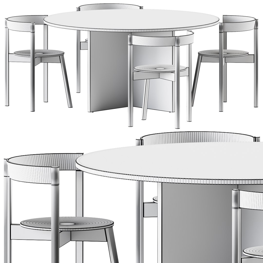 L4 BASIL Round Table And L5 JAZZ Chair With Armrests By LOEHR 3D ...