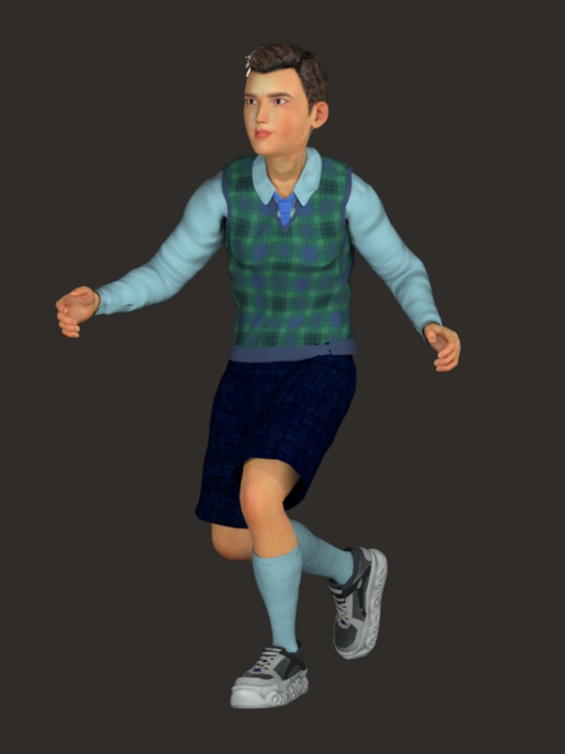 3D Model Realistic Rigged Little School Boy-Sam Character 3D Model ...