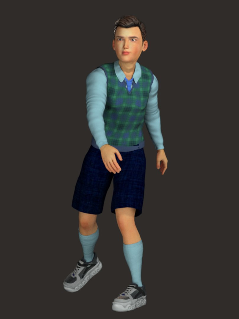 3D Model Realistic Rigged Little School Boy-Sam Character 3D Model ...