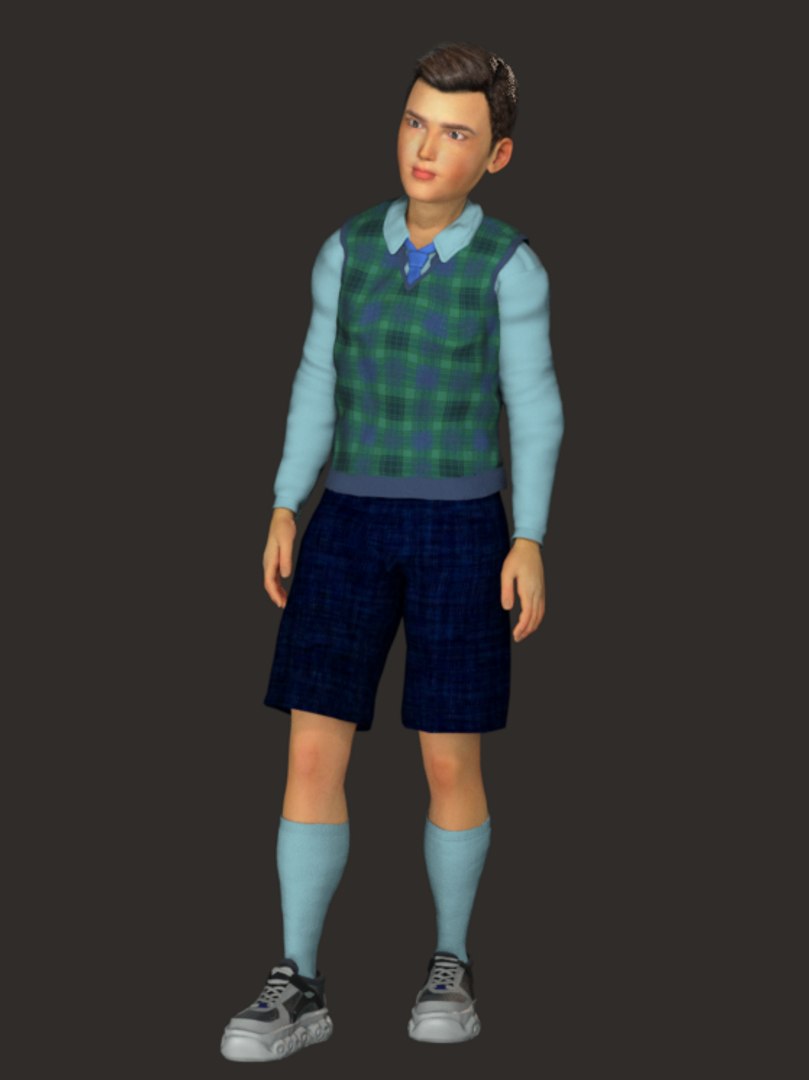 3D Model Realistic Rigged Little School Boy-Sam Character 3D Model ...