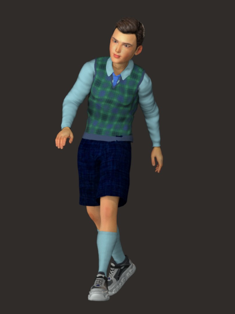 3D Model Realistic Rigged Little School Boy-Sam Character 3D Model ...