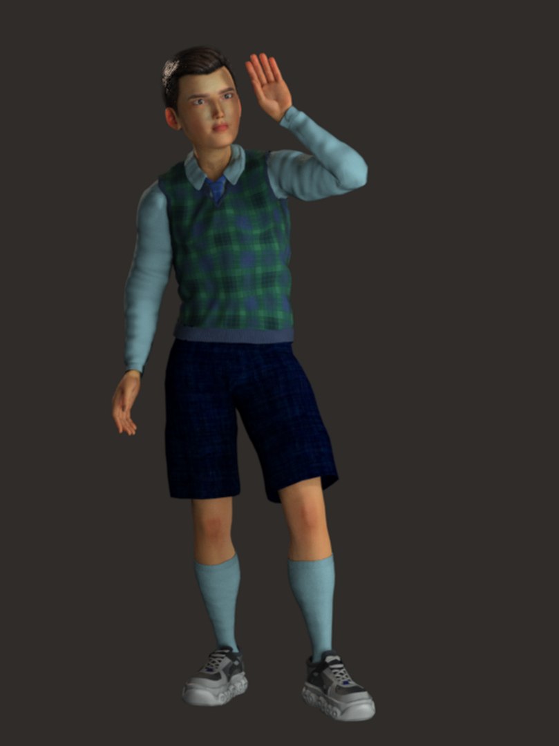 3D Model Realistic Rigged Little School Boy-Sam Character 3D Model ...