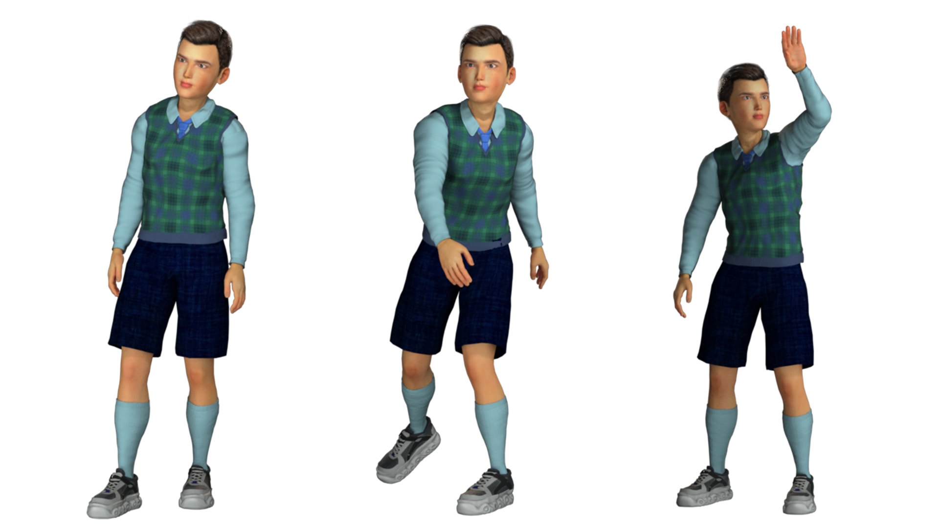3D Model Realistic Rigged Little School Boy-Sam Character 3D Model ...