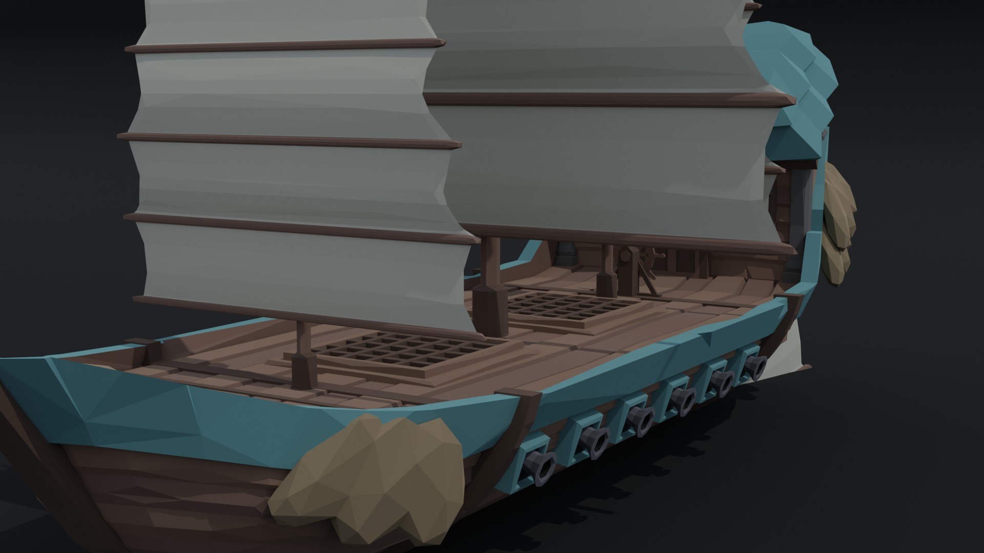 Low-poly Cartoon fantasy asion ships 2 Polygonal 3D model - TurboSquid ...