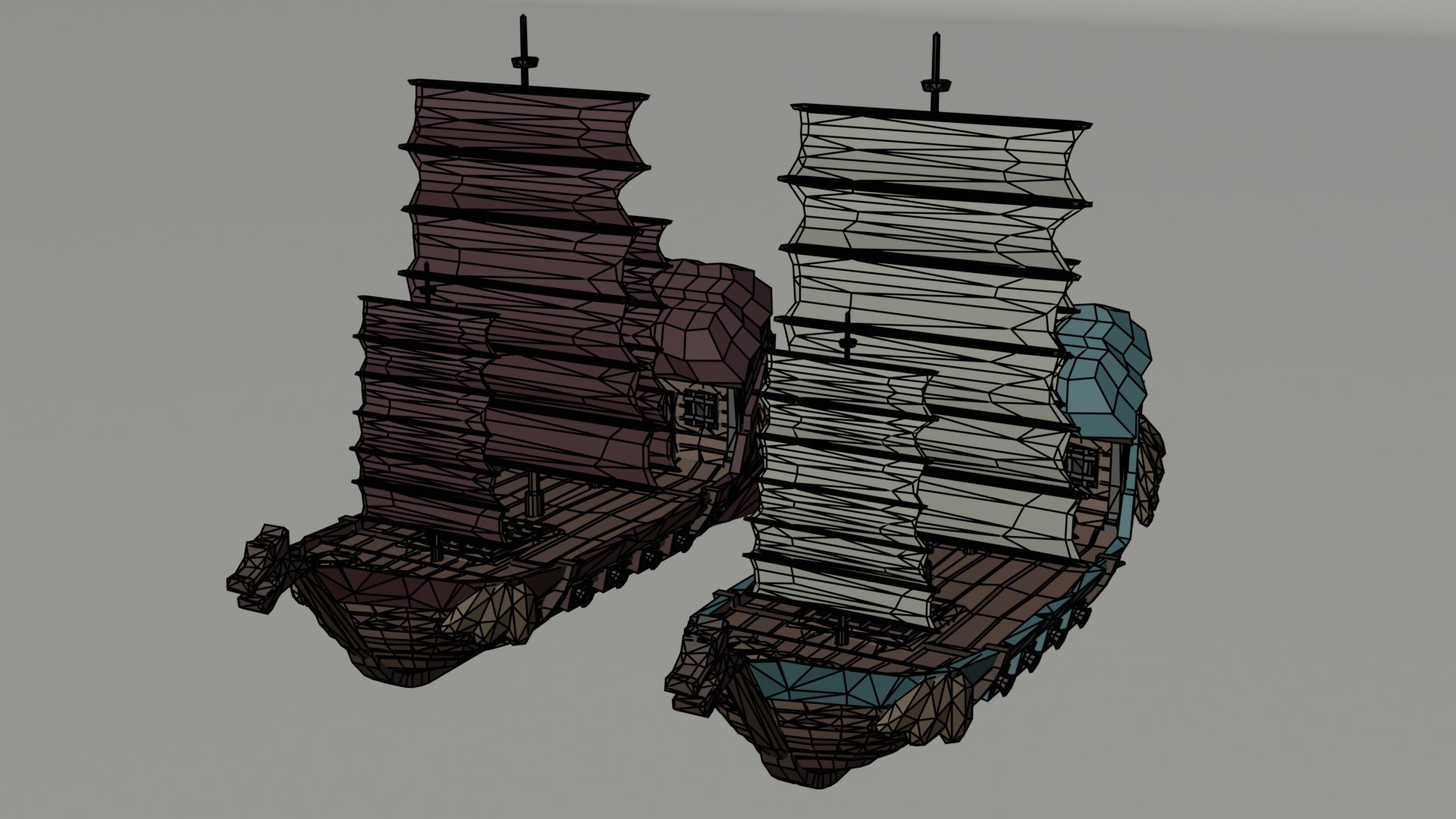 Low-poly Cartoon fantasy asion ships 2 Polygonal 3D model - TurboSquid ...