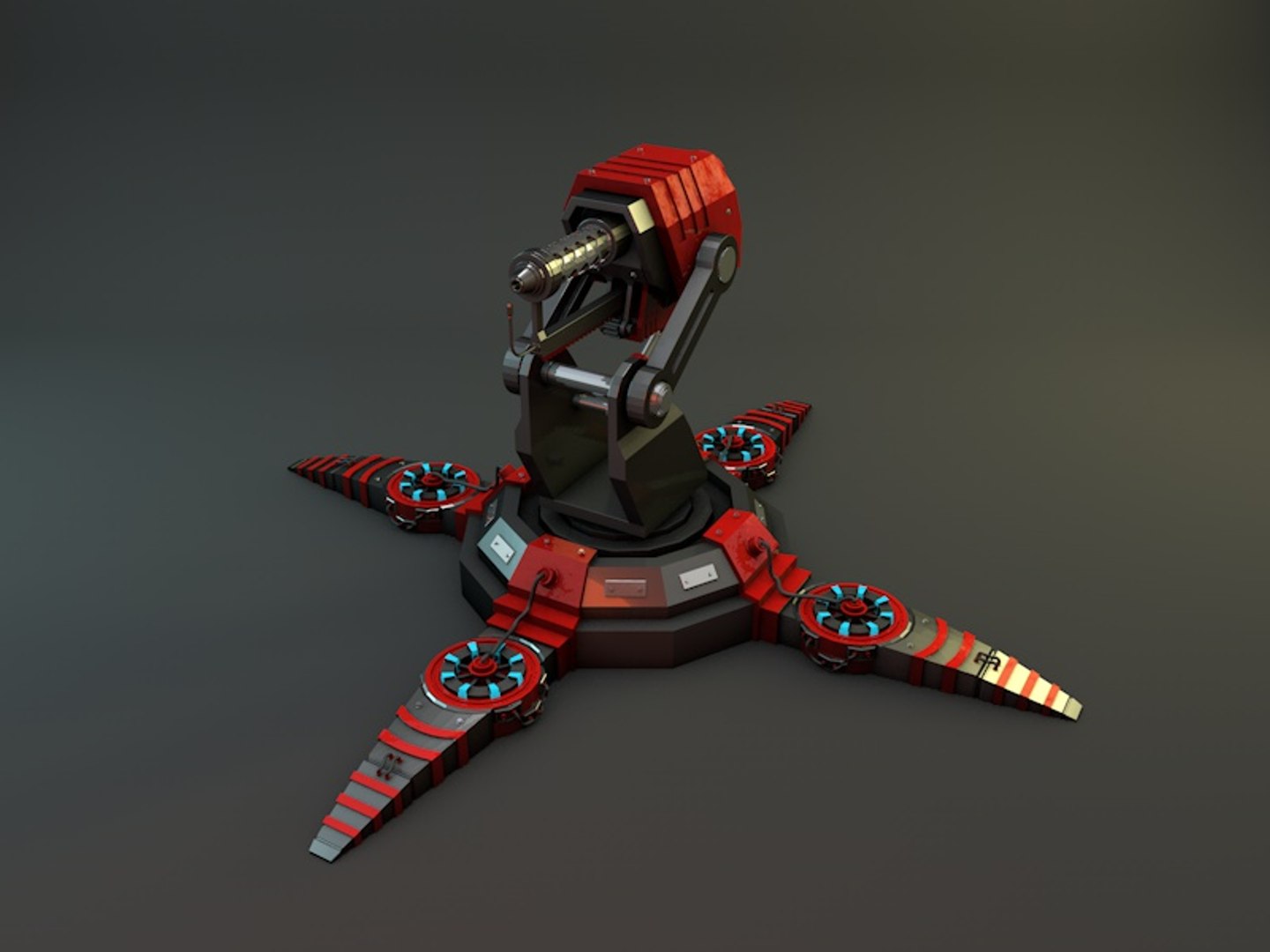 3d model flamethrower turret