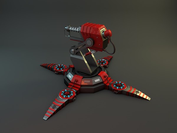 3d model flamethrower turret