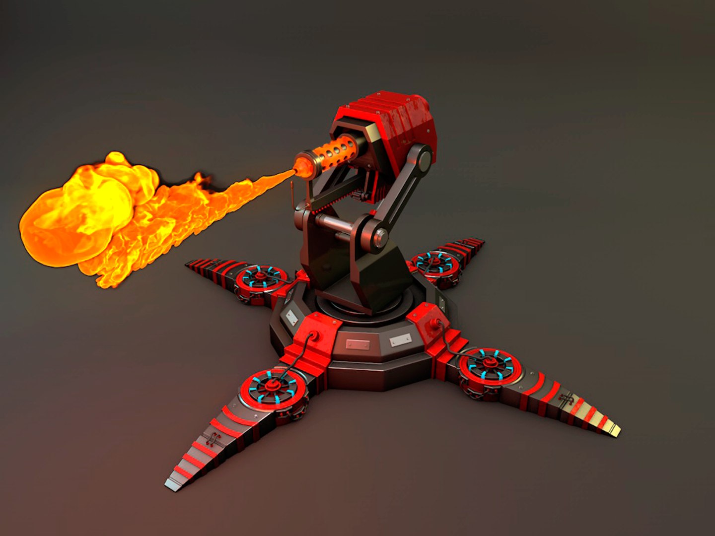 3d model flamethrower turret