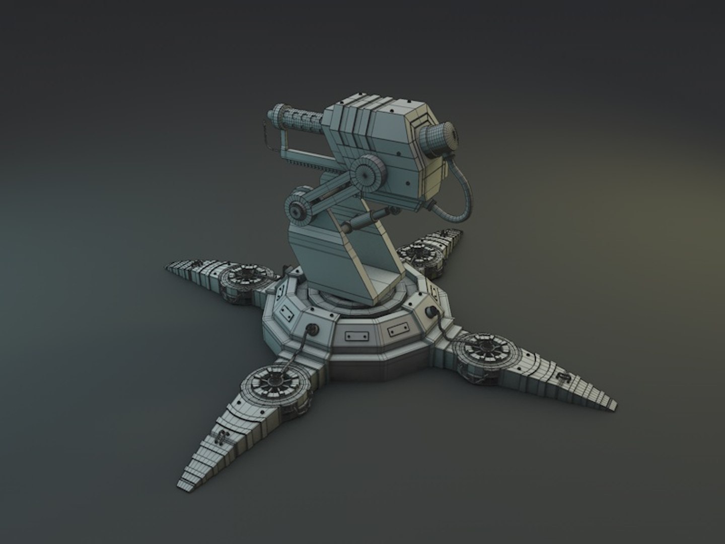 3d model flamethrower turret