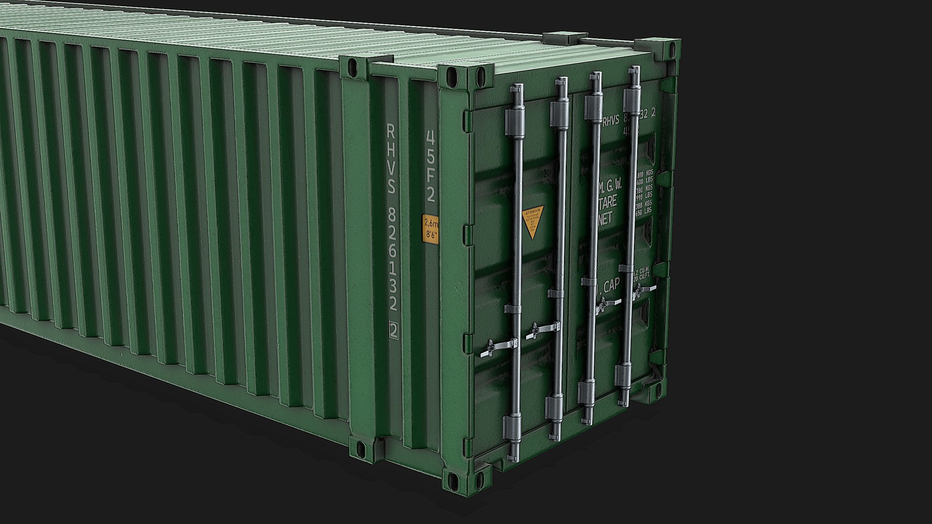 45ft Shipping Container - Green 3D Model - TurboSquid 2152436