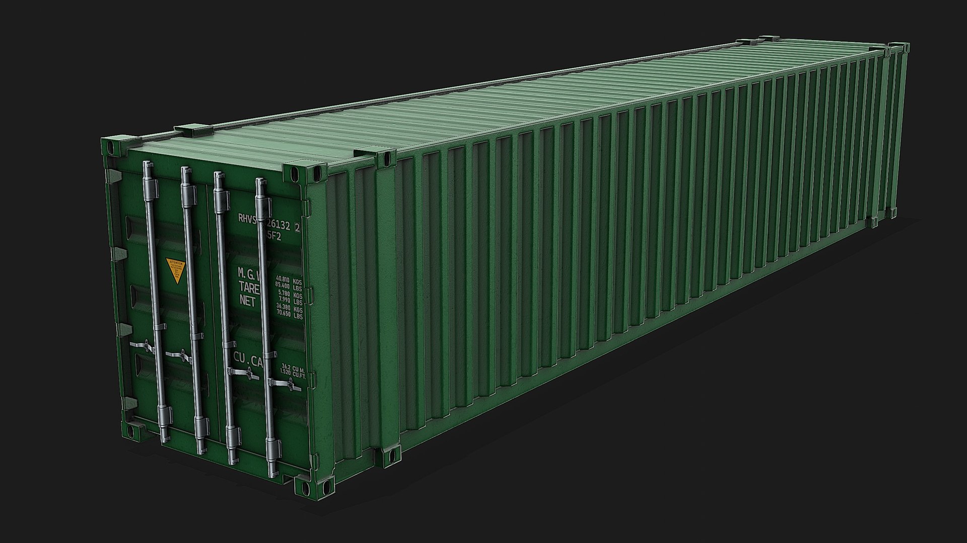 45ft Shipping Container - Green 3D Model - TurboSquid 2152436