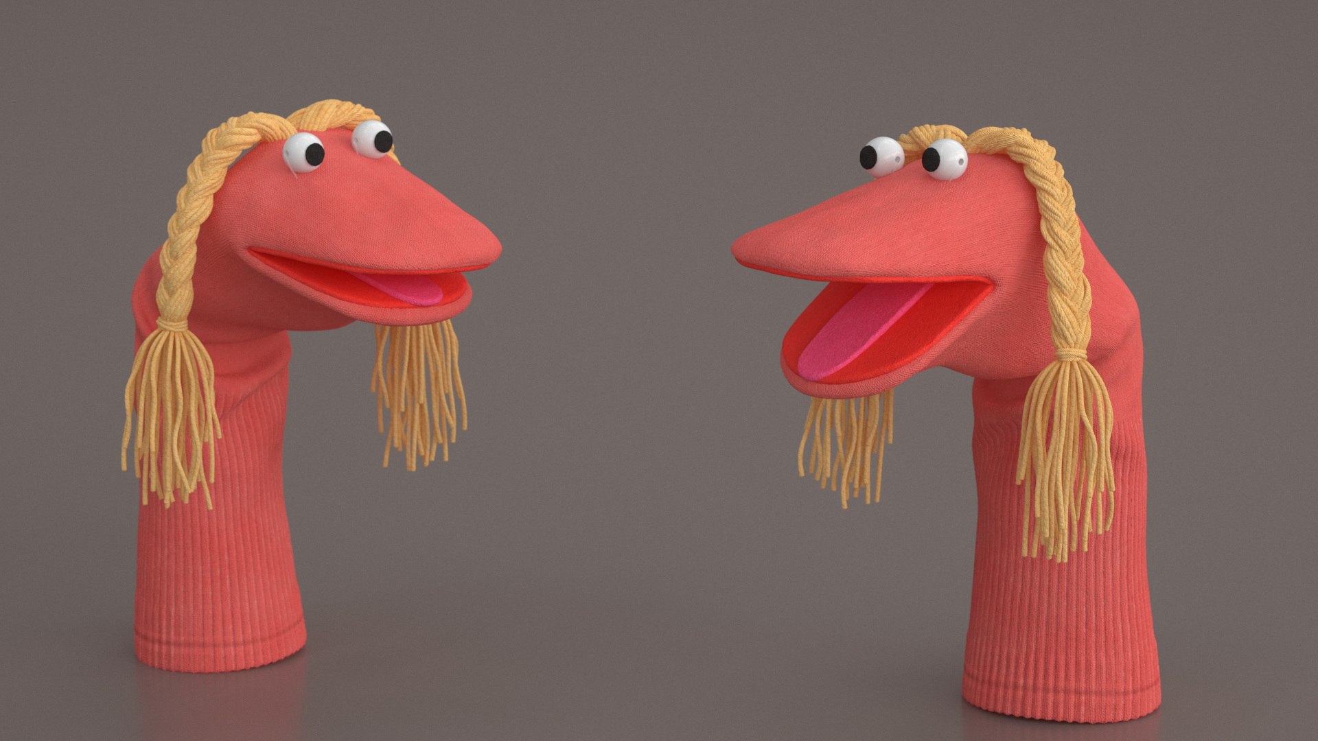 Sock Puppet Girl Pink Rigged For Maya Model - TurboSquid 2321640