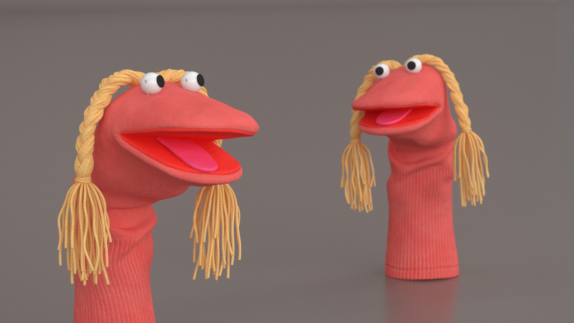 Sock Puppet Girl Pink Rigged For Maya Model - TurboSquid 2321640