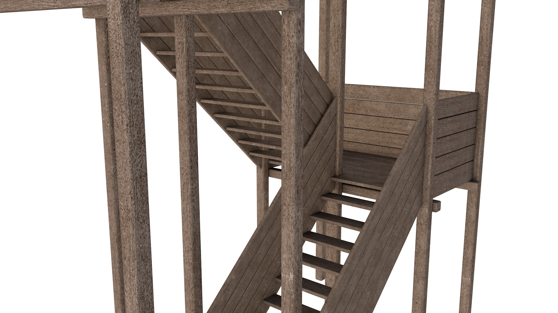 Wooden Stairway 3D - TurboSquid 1961745