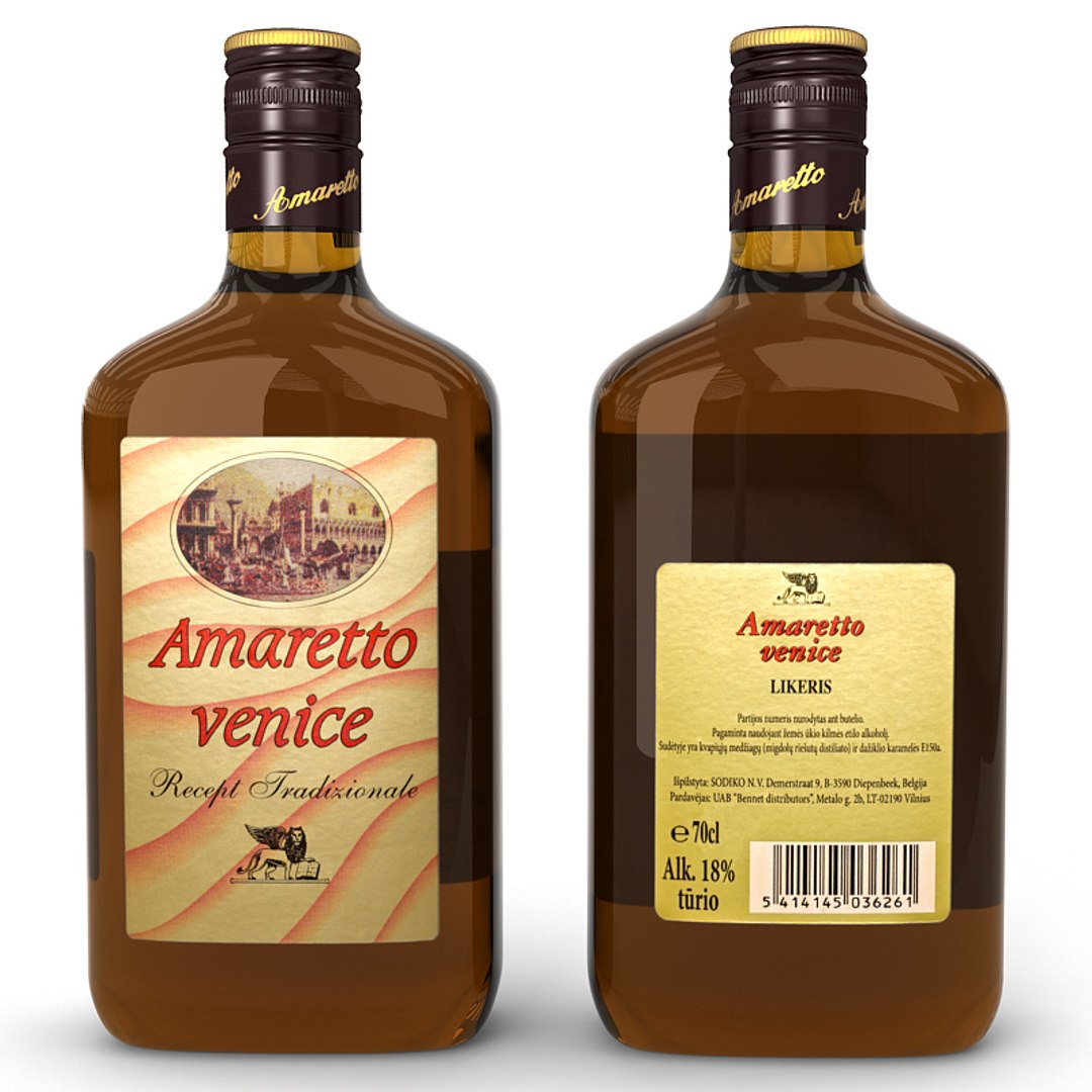 3d amaretto liqueur bottle model