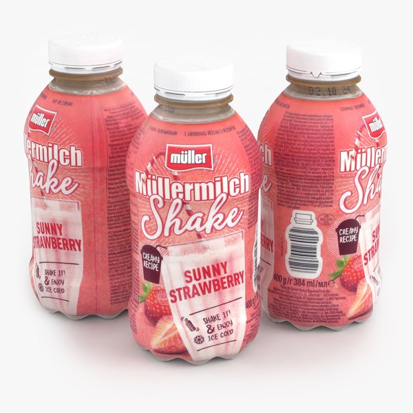 modelo 3d Botella de leche Mullermilch Shake Sunny Strawberry 330 ml ...