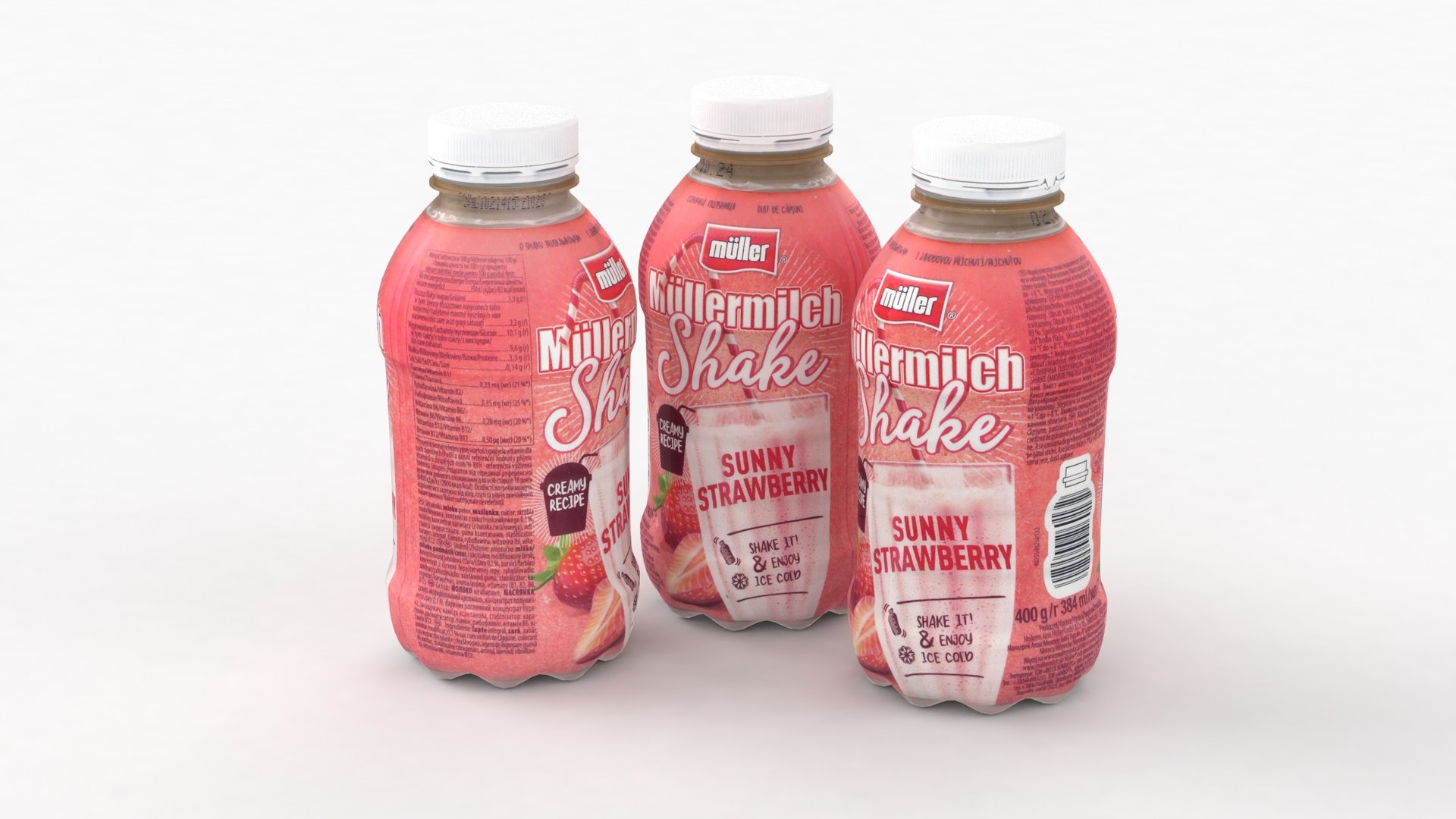 Dairy Bottle Mullermilch Shake Sunny Strawberry 330ml 2024 3D ...
