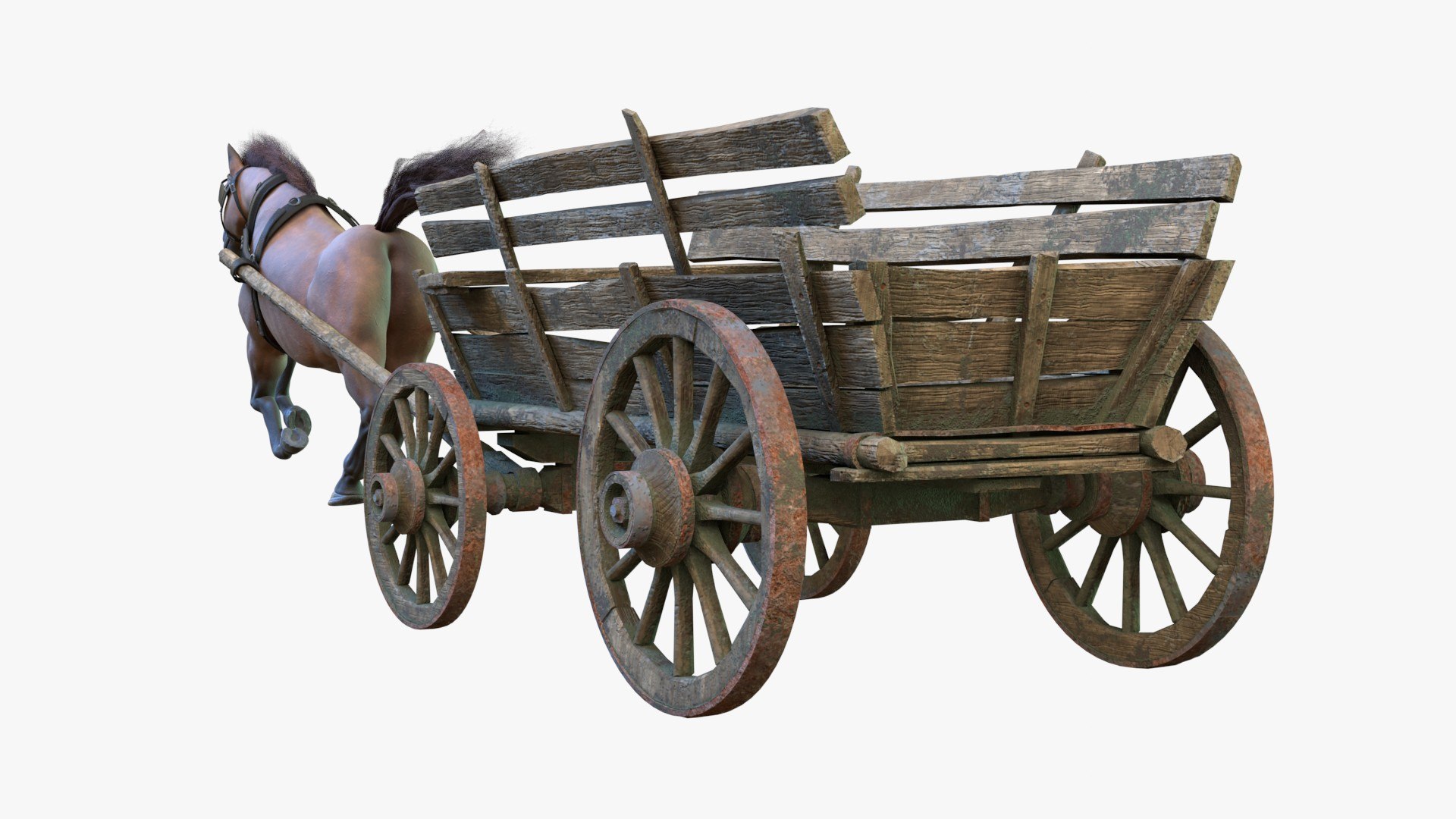 Dray With Horse Rigged 3D - TurboSquid 1740770