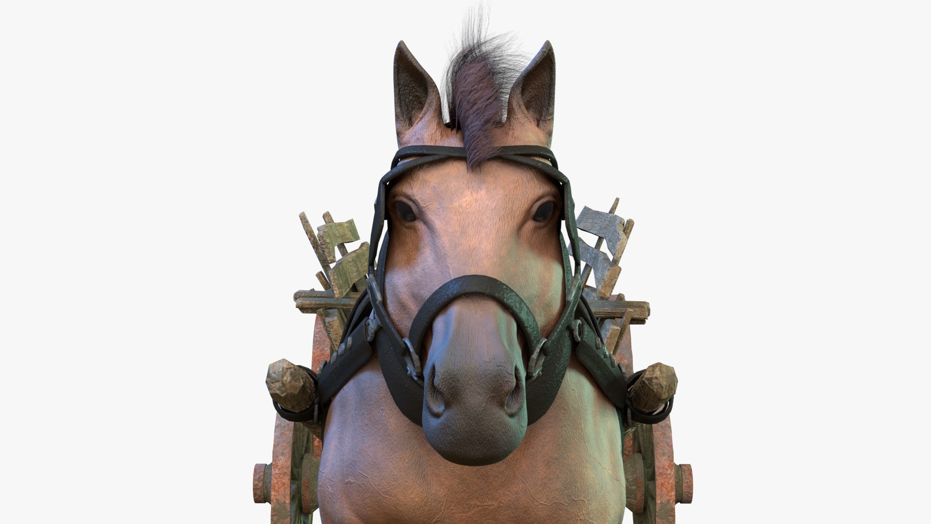 Dray With Horse Rigged 3D - TurboSquid 1740770