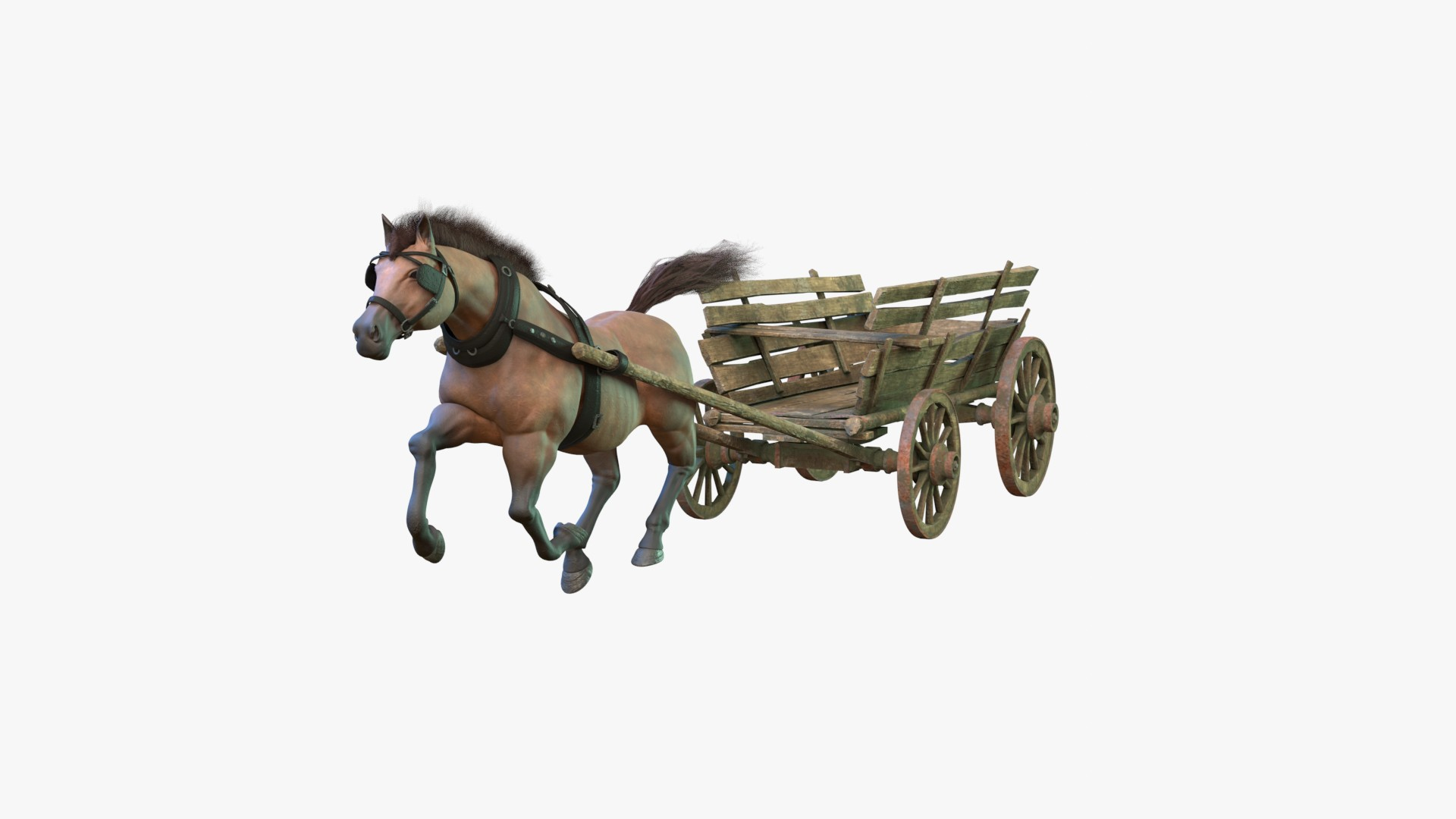 Dray with Horse Rigged 3D - TurboSquid 1740770