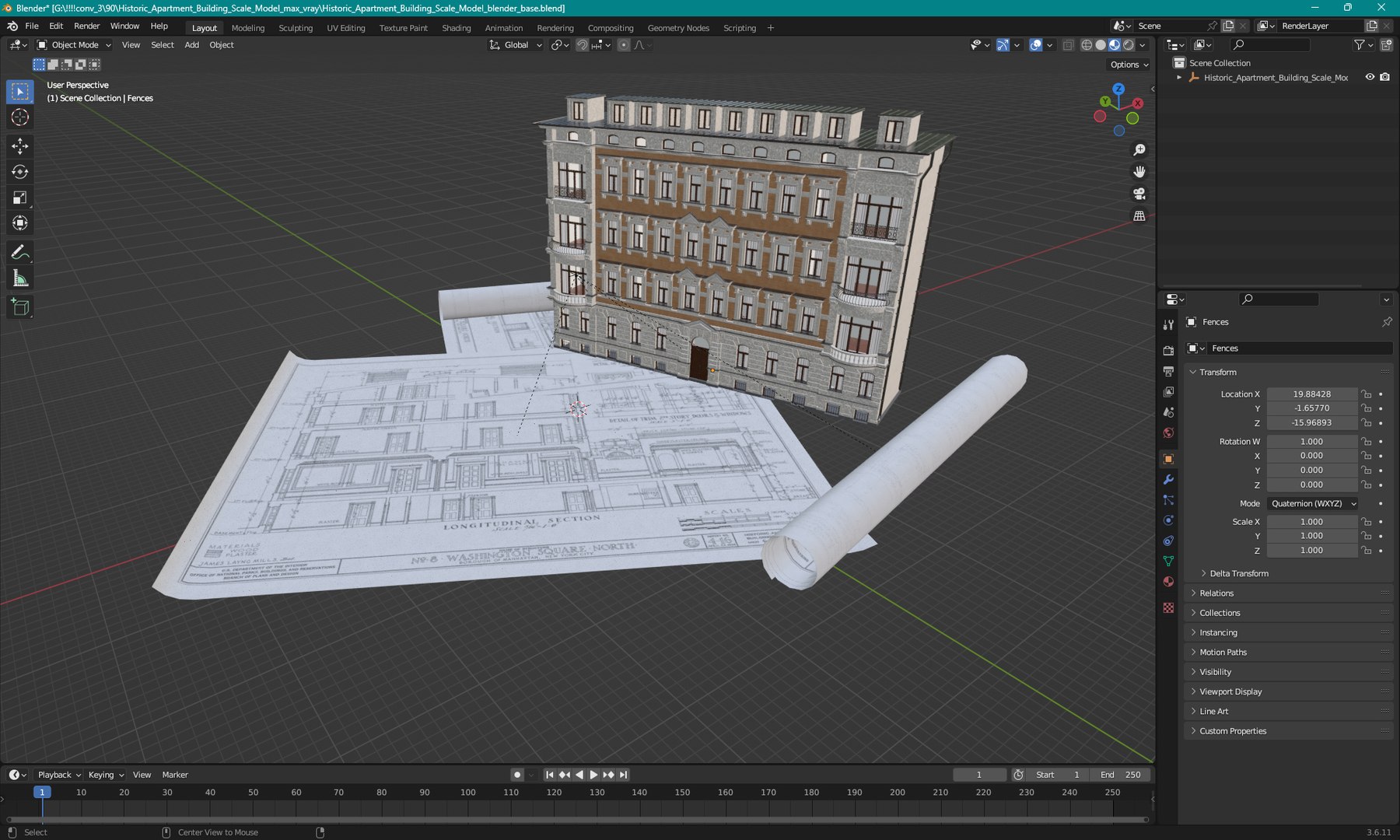 3D Historic Apartment Building Scale Model - TurboSquid 2387294