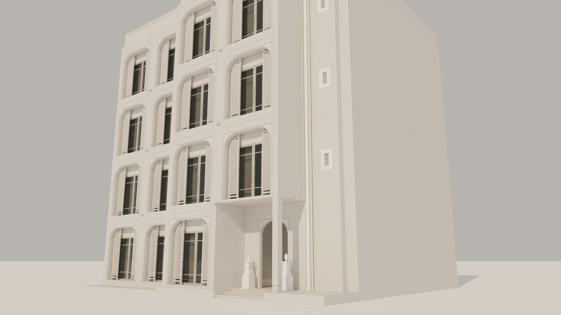 3D Model Spanish Facade Architecture - TurboSquid 1837726
