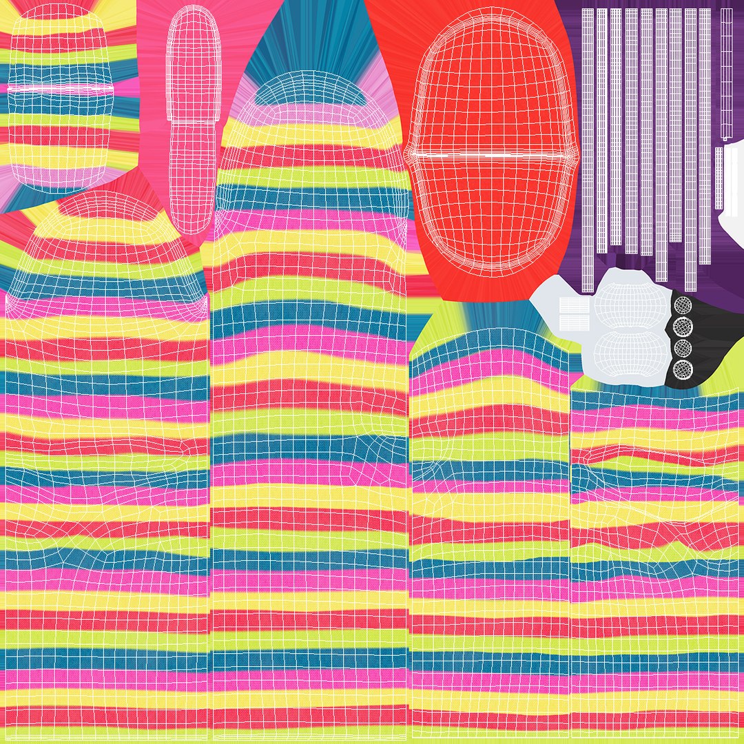 3D Sock Puppet Character Striped Girl Smiling Pose - TurboSquid 2268148